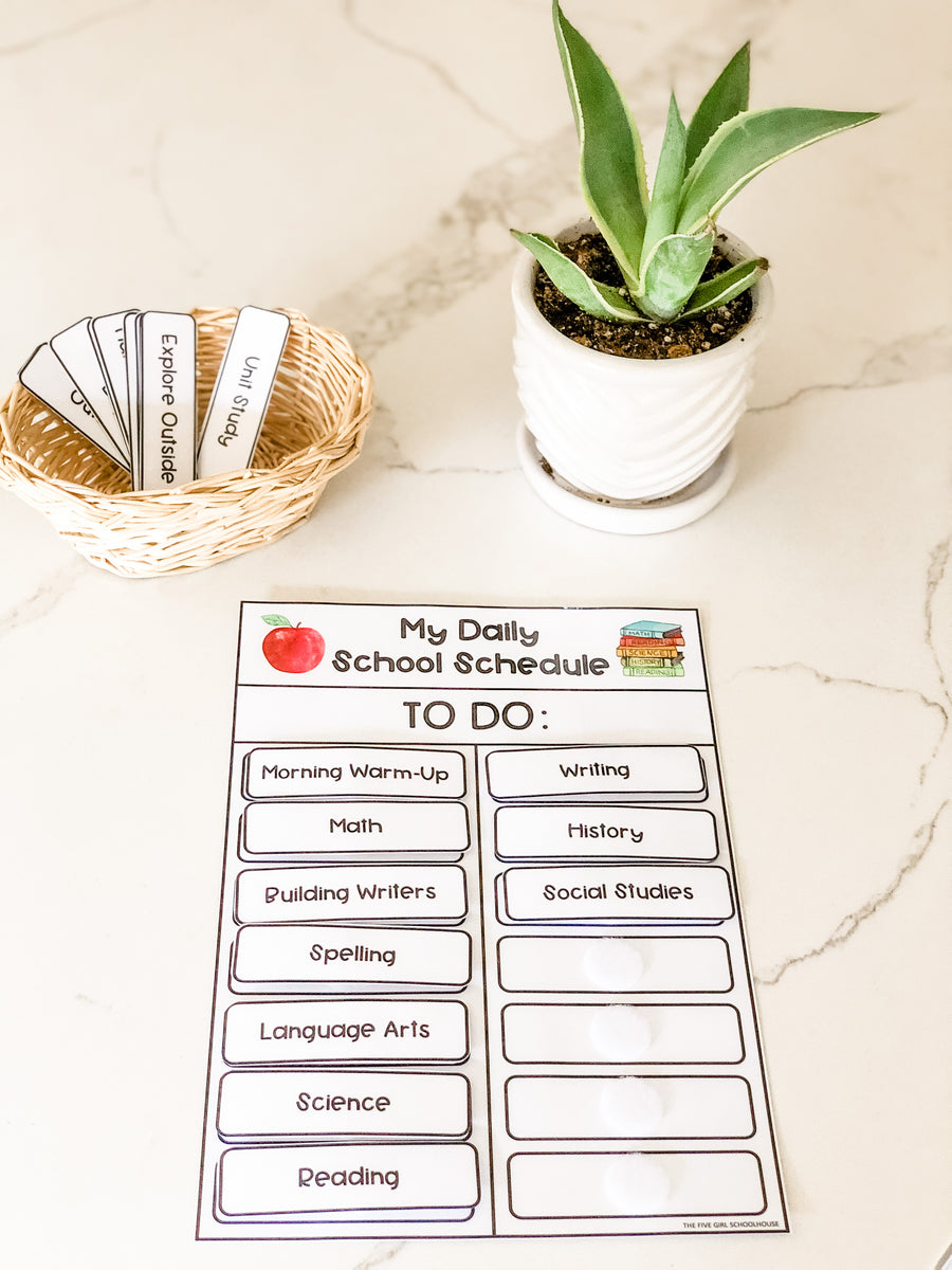 My Daily School Schedule Chart – The Five Girl Schoolhouse