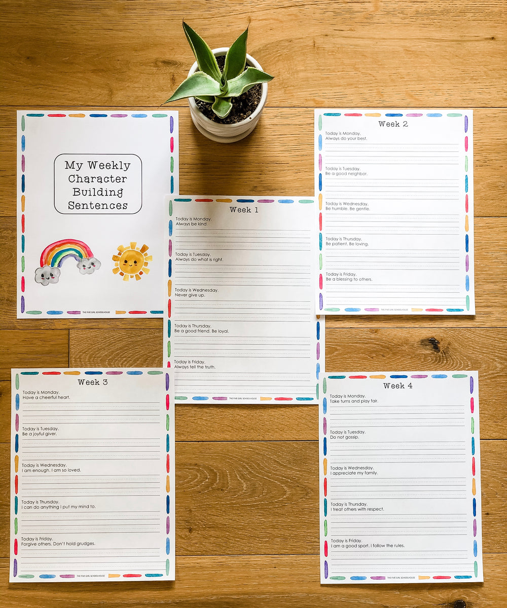 Weekly Character Building Copywork Practice – The Five Girl Schoolhouse