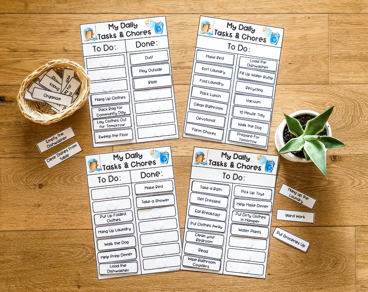 My Daily Tasks & Chores Chart – The Five Girl Schoolhouse