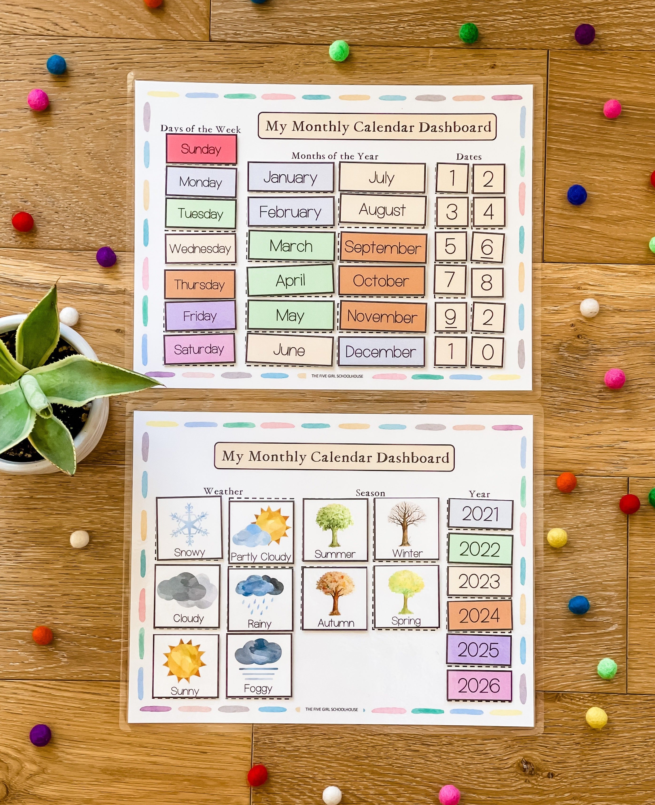 My Monthly Calendar (Pastel Border) - The Five Girl Schoolhouse