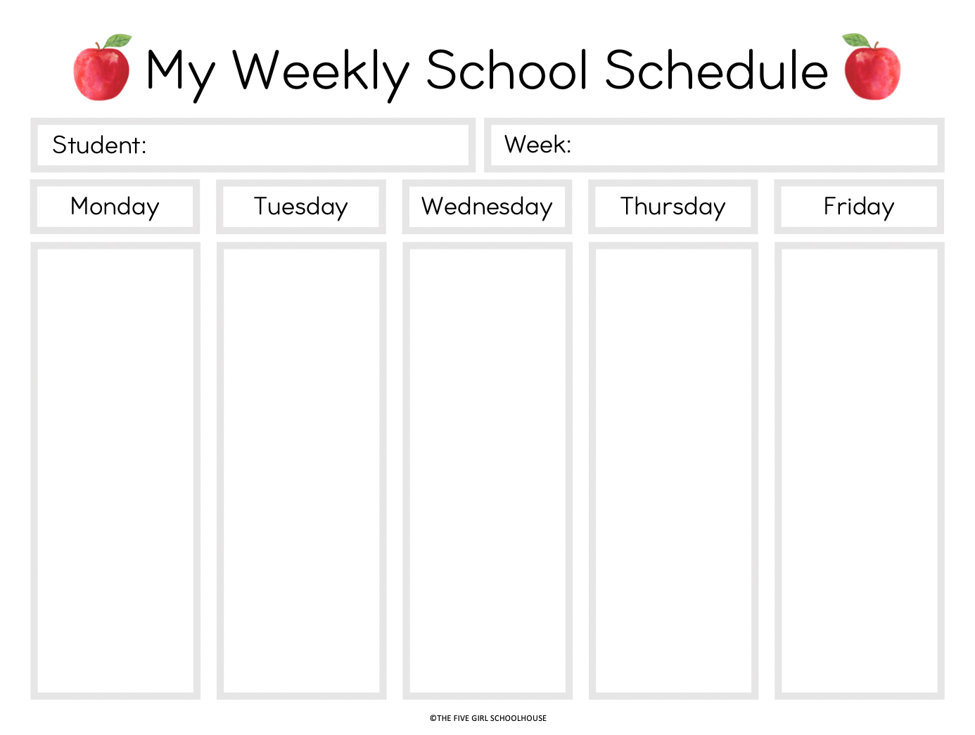 Freebie - The Five Girl Schoolhouse